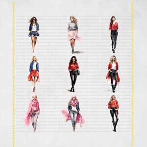Watercolor Fashion Girls Clipart Bundle, Modern Fashion Clipart Set ...