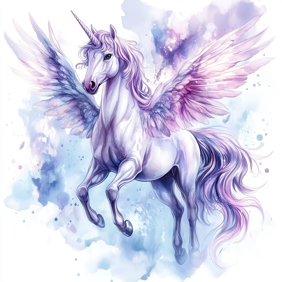 11 Mhytical Unicorns Clipart Bundle, Printable Watercolor Fantasy ...