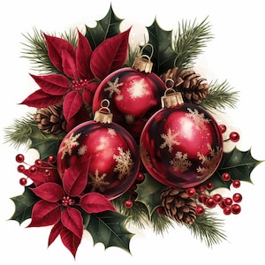 19 Red Christmas Ornaments Clipart Bundle, Christmas Decoration, High ...