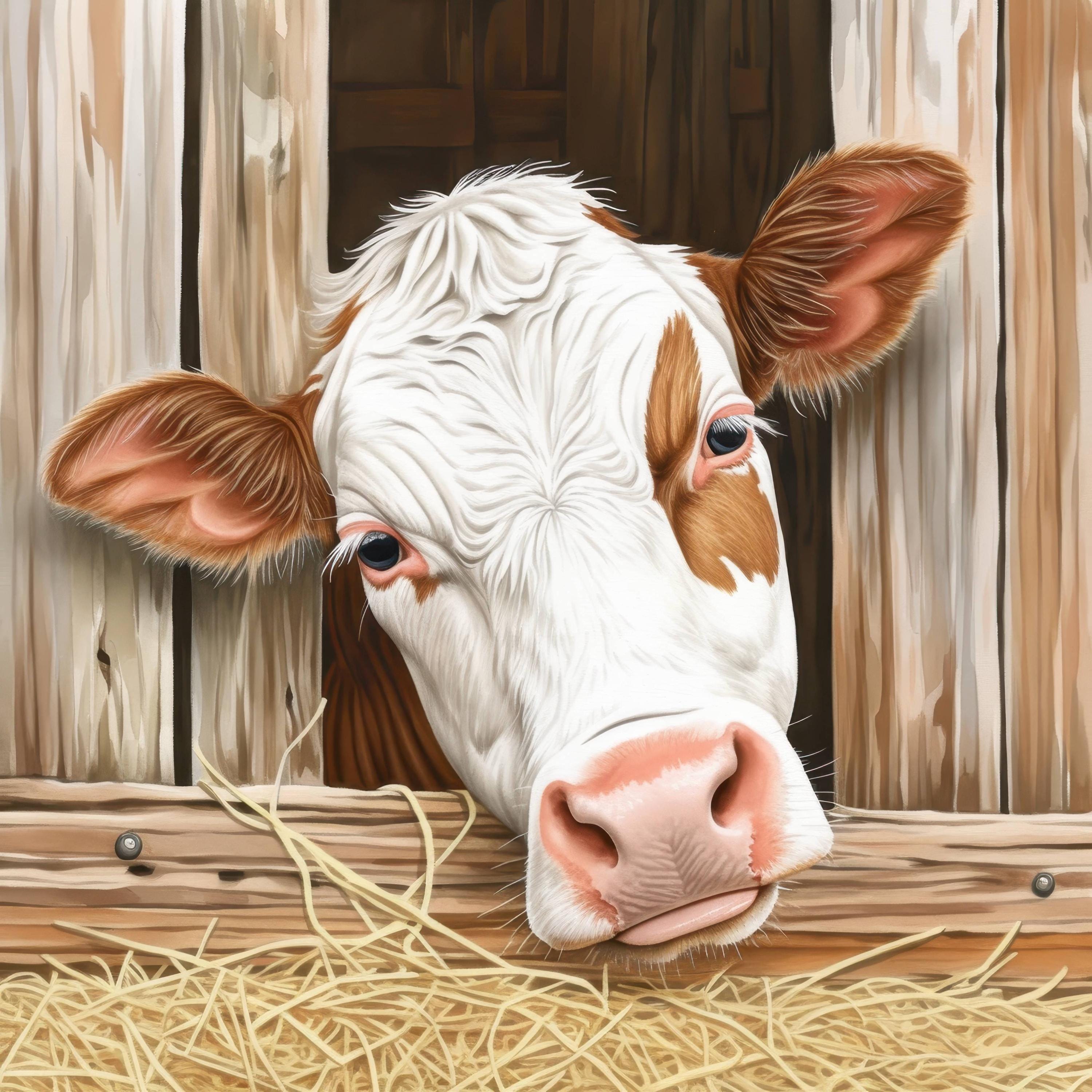 13 Cow in a Barn Clipart Bundle, Farmyard Farm Cow Illustration ...