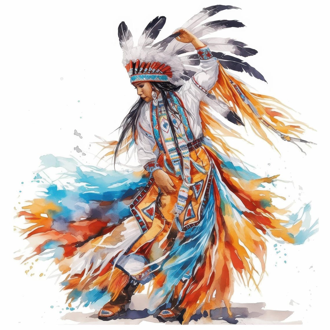 10 Native American Clipart Bundle, Indian Dancer Illustrations ...
