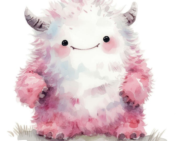 Monster Watercolor Clipart, Cute Digital Creatures PNG, Party Invites ...