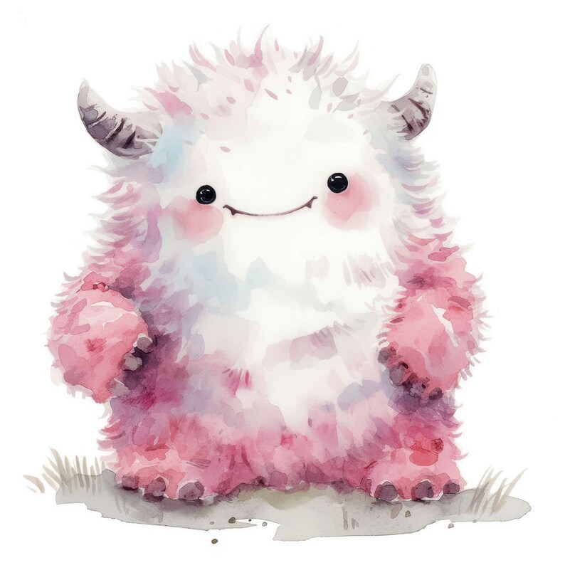24 Nursery Monster Clipart Set, Printable Watercolor Cute Monster ...