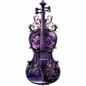 14 Elegant Purple Violin Watercolor Clipart Bundle, Digital Download ...