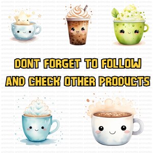 Watercolor Kawaii Coffee Cup Clipart | Coffee Love, Cute Adorable ...