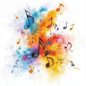 10 Watercolor Music Notes Clipart Bundle, Notes Illustrations ...