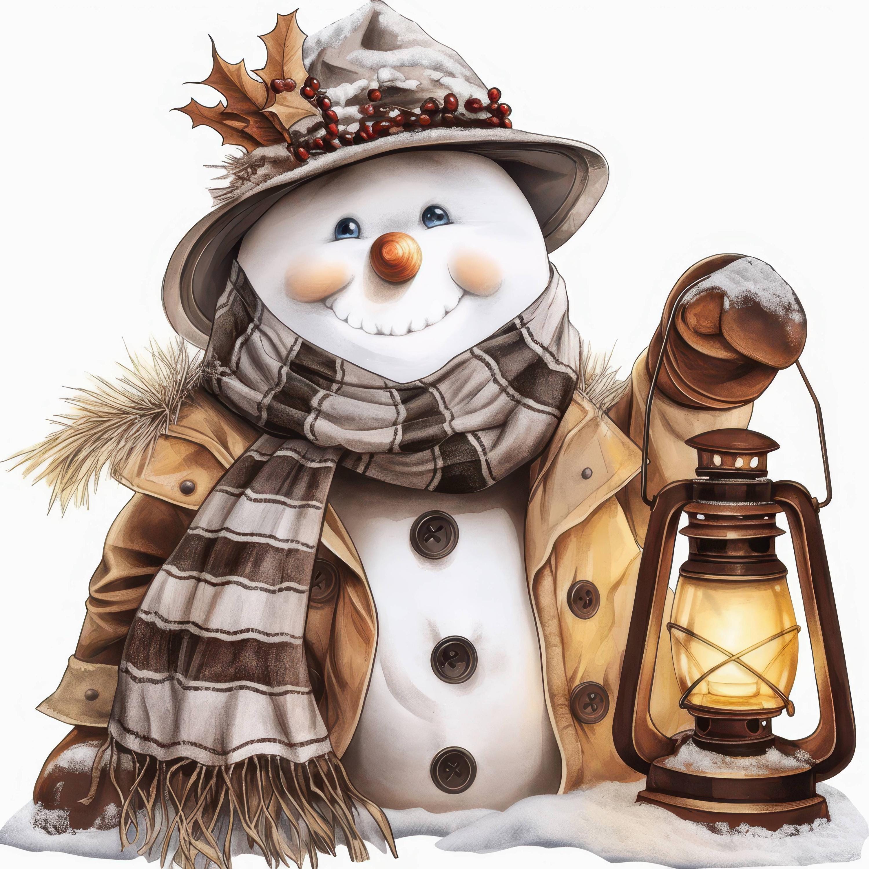 Winter Christmas Snowman Clip Art 10 High Res Watercolor Jpgs Junk ...
