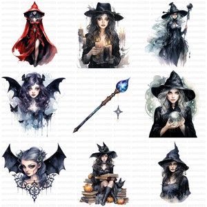 Watercolor Gothic Witches Clipart PNG | Dark Witch, Magic Fantasy ...