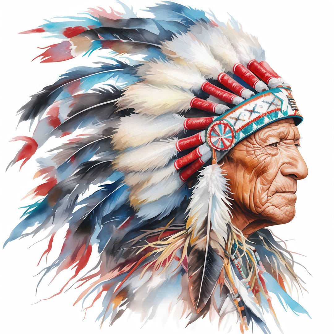 16 Native American Indian Chef Clipart Bundle, Watercolor Printable ...