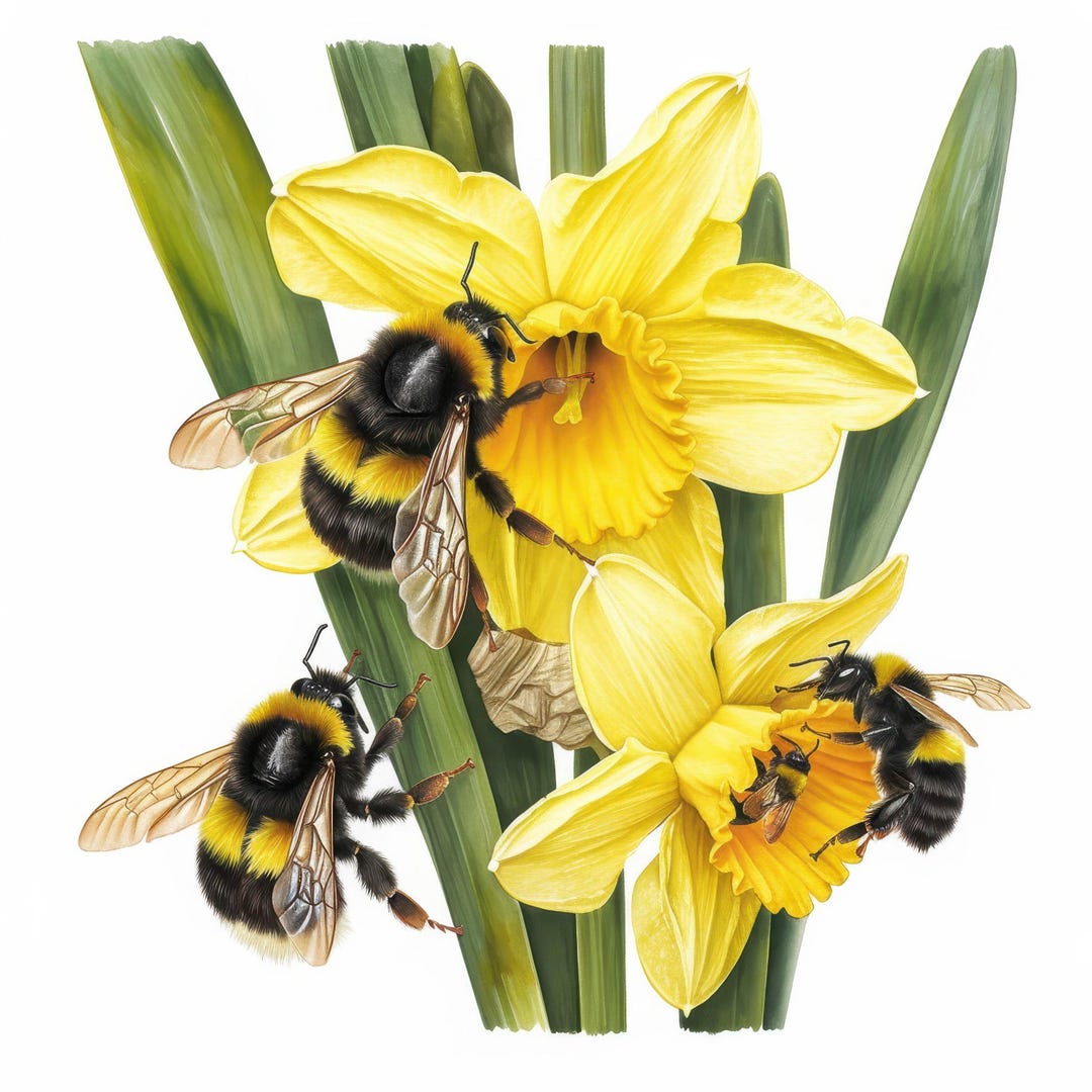 14 Bees and Flowers Clipart Bundle, Card Making Illustration, Printable ...