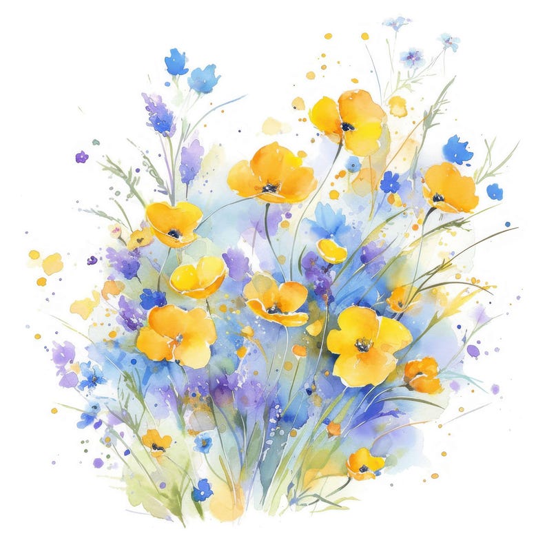 17 Spring Wildflowers Clipart Bundle, Floral Card Graphics, Printable ...