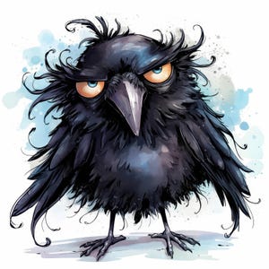 17 Frazzled Crow Bird Clipart Bundle, Printable Watercolor Clipart ...