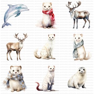 Watercolor Winter Animals Clipart Bundle, Tundra Animals Clipart Set ...