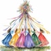 12 Maypole Ribbon Flower Clipart Set, Vibrant Illustration, Printable ...