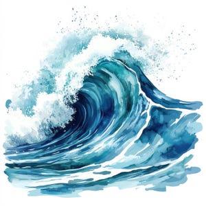 20 Ocean Waves Clipart Bundle, Printable Watercolor Ocean Clipart, High ...