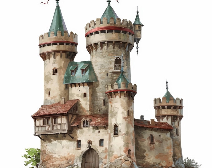 Fall Castle: Clip Art Bundle 10 High Res Watercolor Jpgs for Junk ...