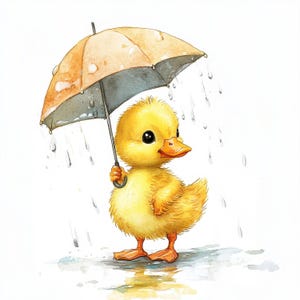 16 Duckling in Rain Clipart Bundle, Duckling Rainy, Printable ...