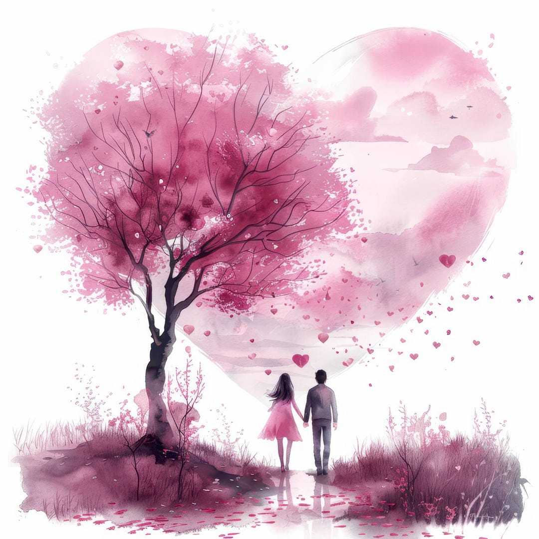 15 Romantic Pink Valentines Day Couple Clipart Bundle, Printable ...