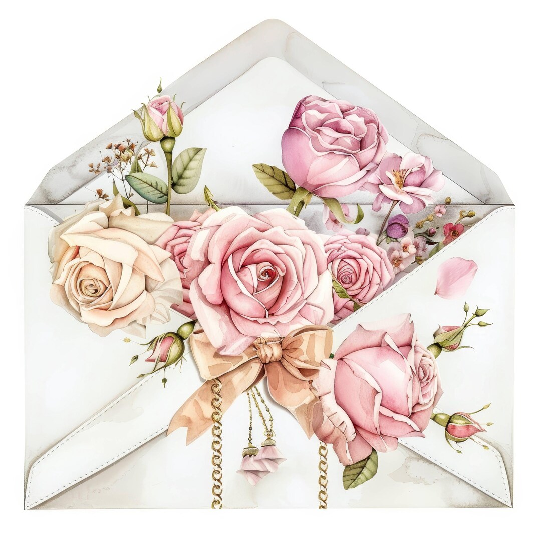 10 Vintage Floral Envelopes Clipart Bundle, Shabby Chic Images ...
