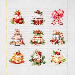 Watercolor Holiday Sweets Clipart Bundle, Christmas Deserts Clipart Set ...