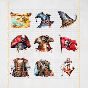 Watercolor Pirates Clipart Bundle, Ship Images, Parrot PNG, Flag ...