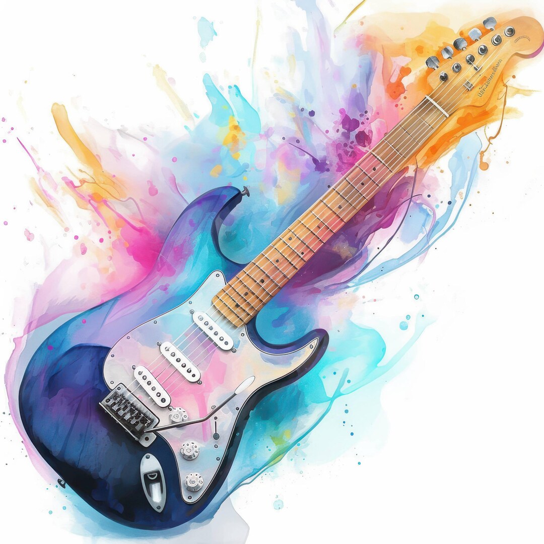 13 Electric Guitars Clipart Bundle, Music Equipment Illustrations ...