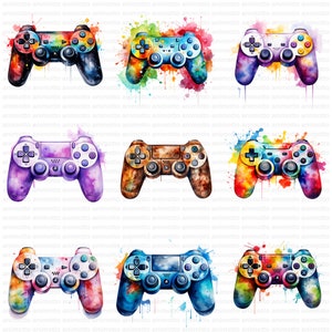 Watercolor Game Controller Clipart Bundle, Console Controllers Clipart ...