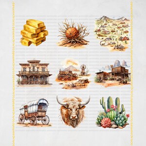 Watercolor Western Clipart Bundle, Wild West PNG Graphics, Cowboy Boots ...