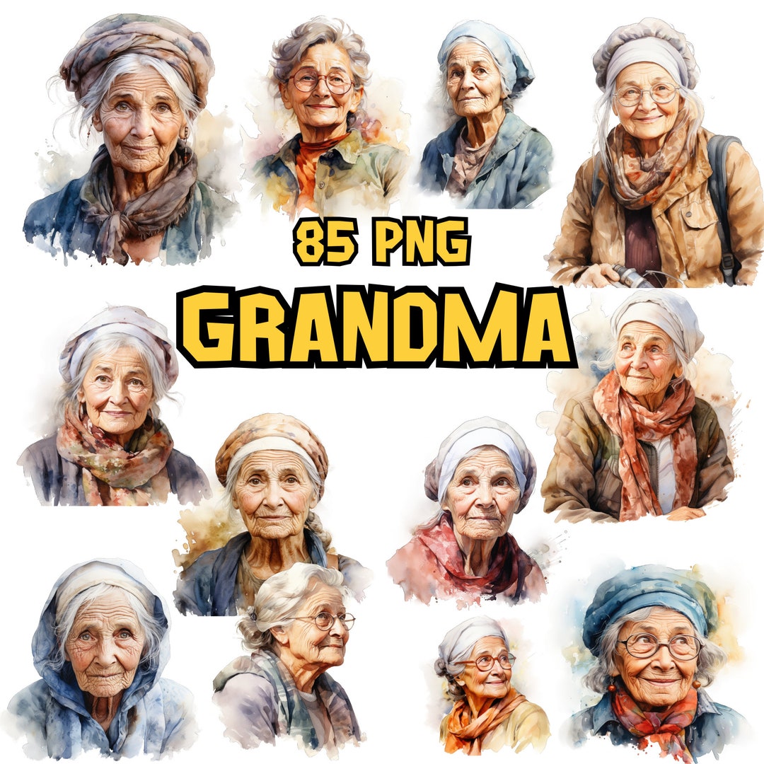 Watercolor Grandma Clipart | Old Grandmother Illustrations, Watercolor ...