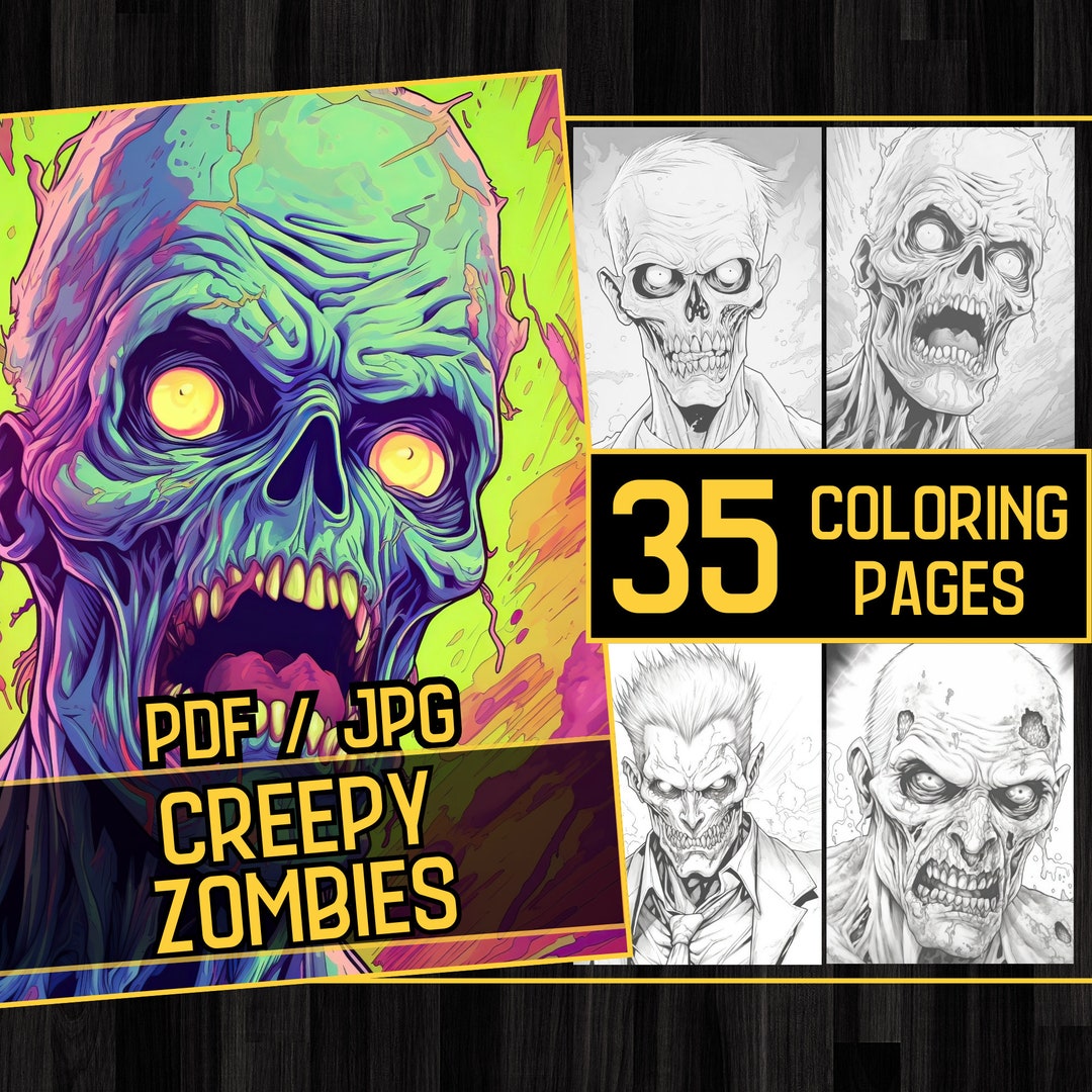 Creepy Zombies 35 Horror Coloring Page Book, for Adults and Kids ...