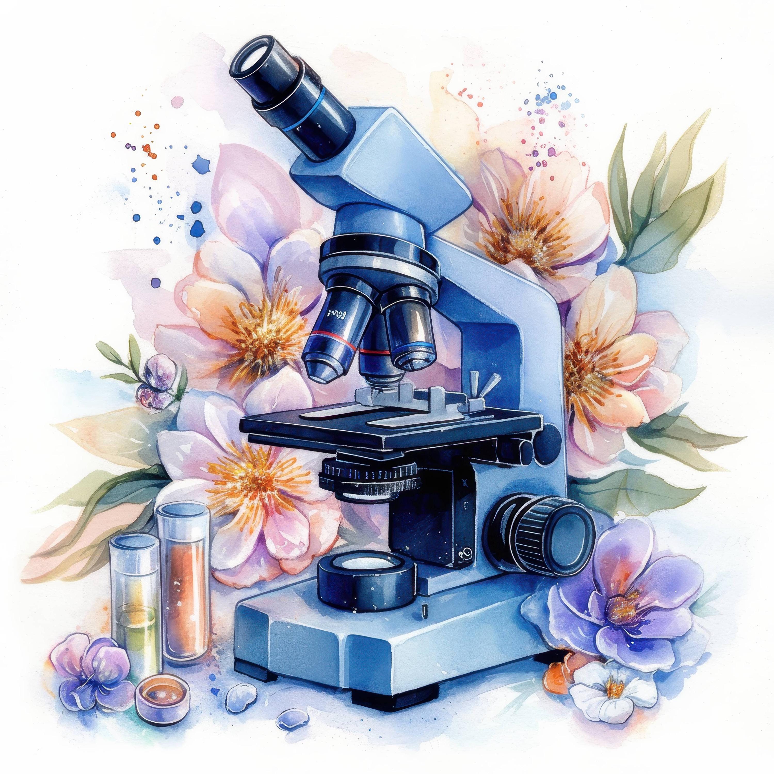 10 Microscope Clipart Set, Science Equipment Illustrations, Printable ...