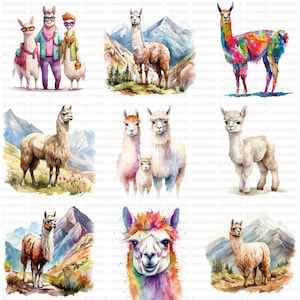 Watercolor Llamas Clipart Bundle, Cute Adorable Llama, Clipart Set ...