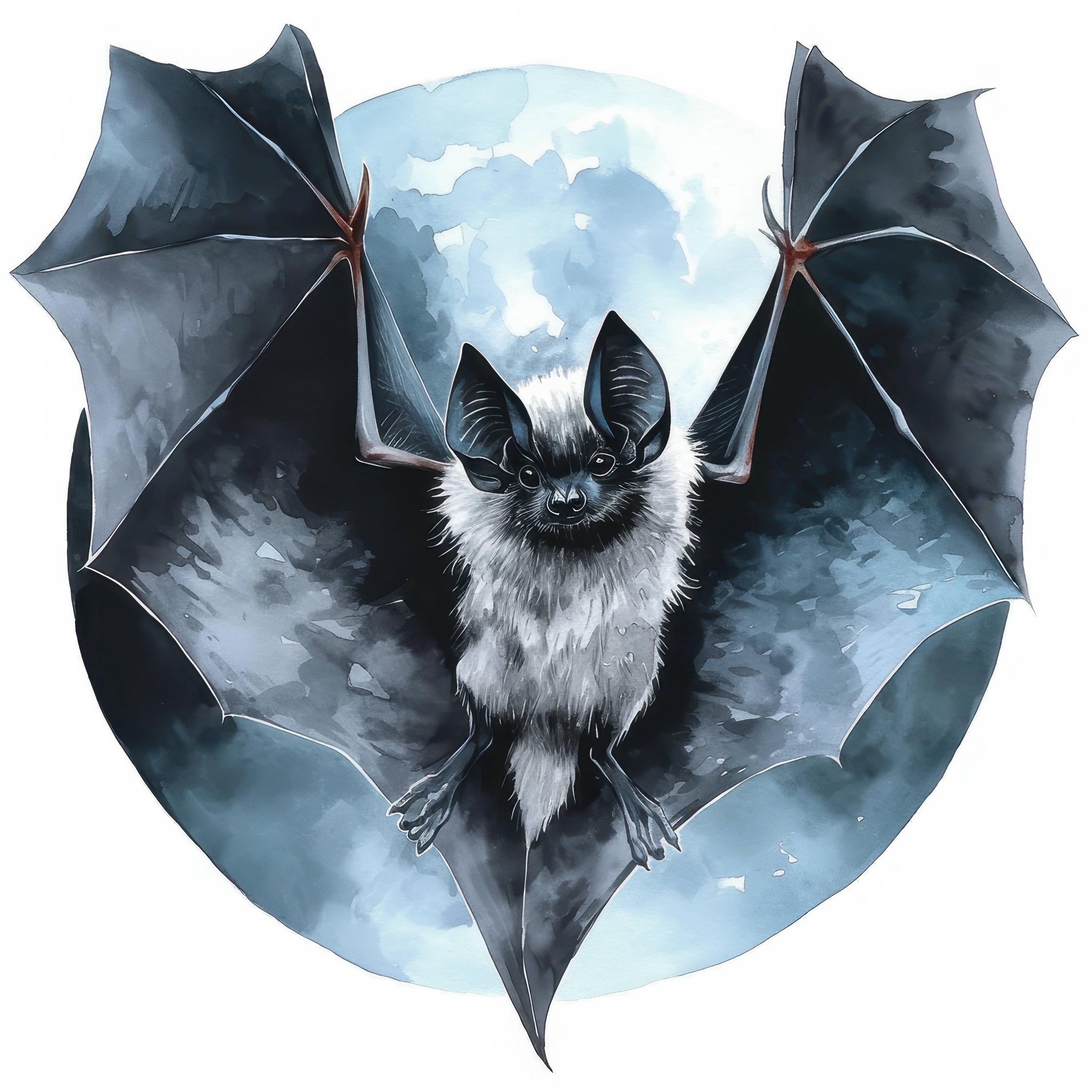 10 Moon and Bat Clipart Set, Halloween Bundle Illustration, Printable ...