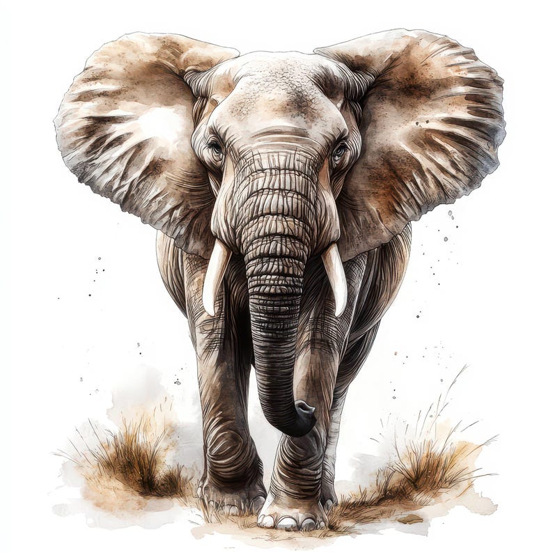 25 Elephant Watercolor Clipart Bundle, Printable Watercolor Clipart ...