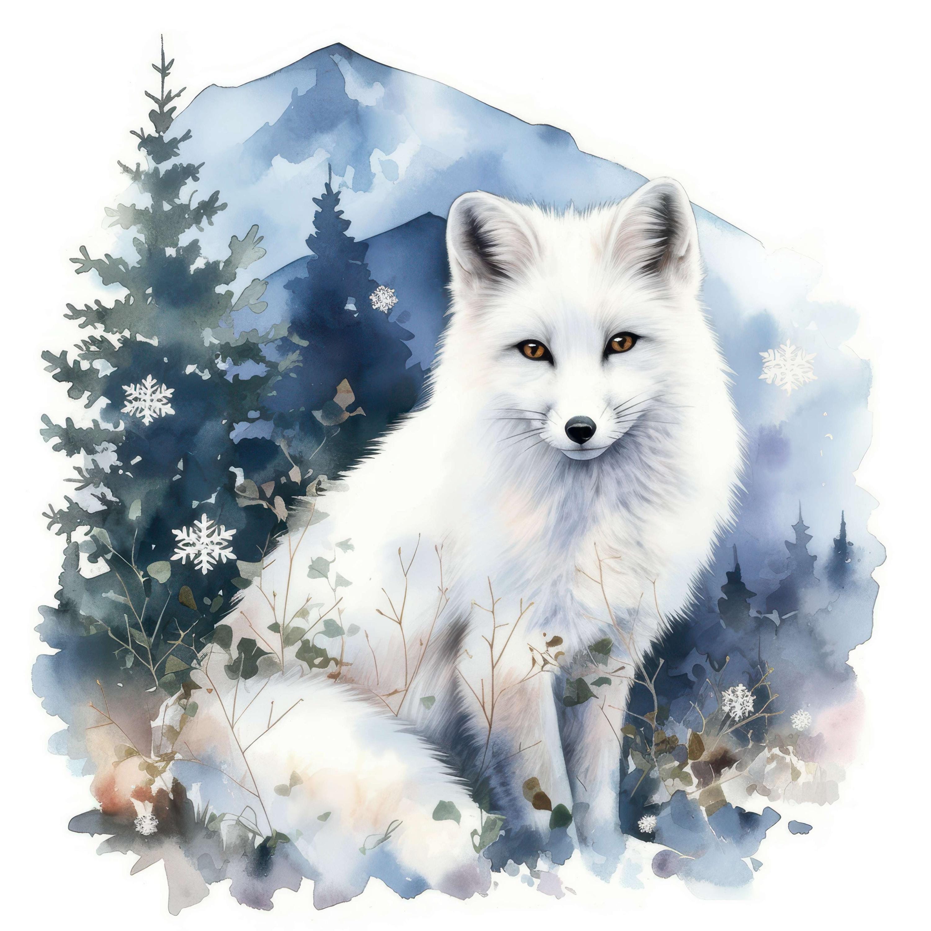19 Christmas Arctic Fox Clipart Set, Printable Watercolor Winter ...