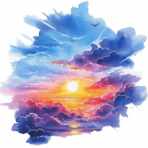 14 Sunset Clouds Clipart Bundle, Sunset Sky Images Illustrations ...