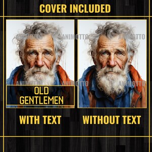 Old Gentlemen 95 Coloring Page Book, Adults Kids - Grayscale Coloring ...