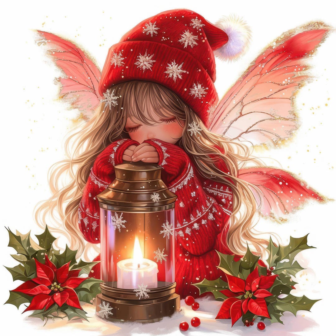 14 Cute Christmas Fairies Clipart Bundle, Fairy Decorations, Printable ...