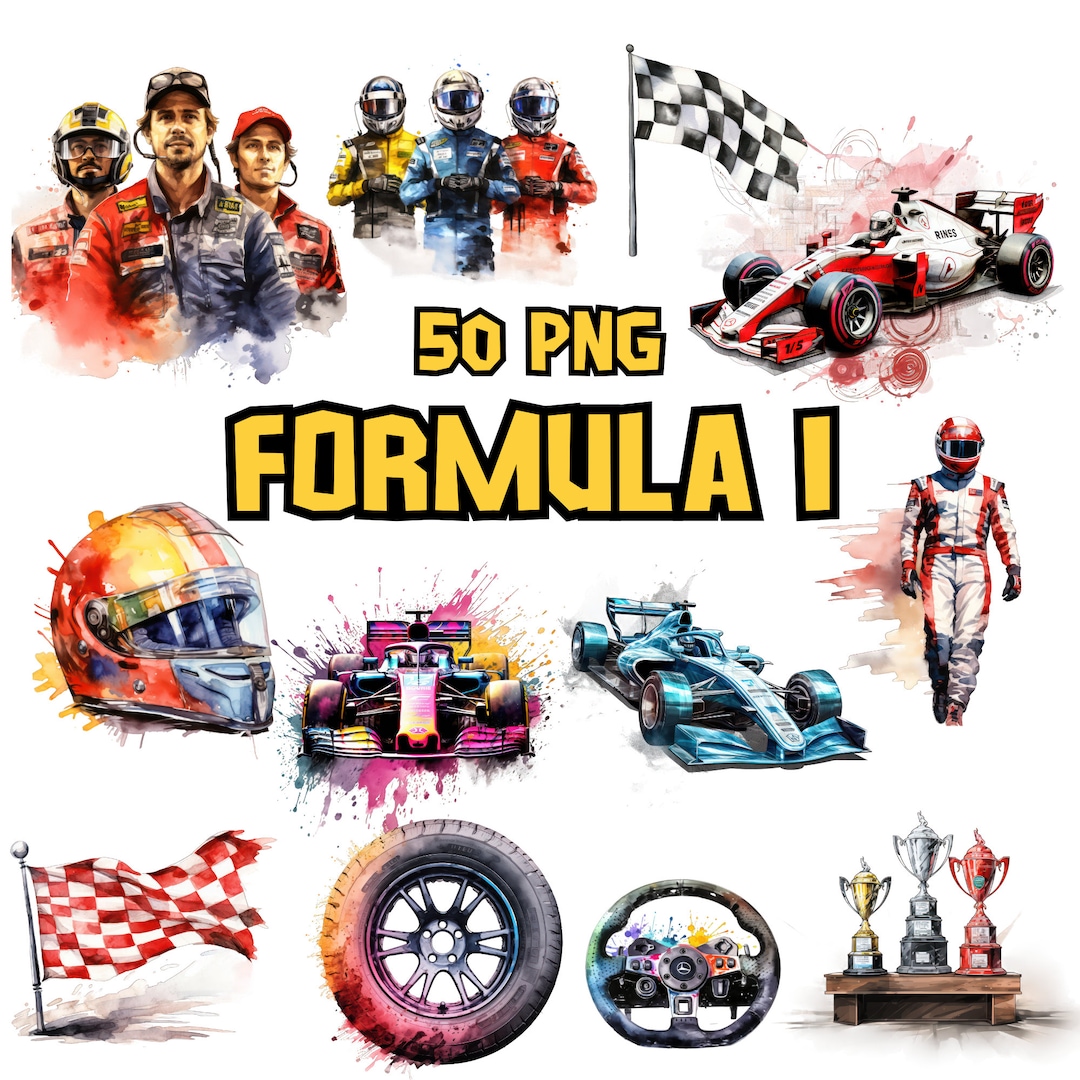Watercolor Formula 1 Racing Clipart | Watercolor Motorsport Clipart Set ...
