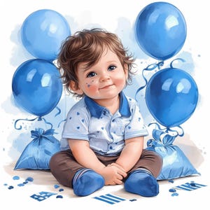 14 Baby Boy Clipart Bundle, Cute Baby Shower Prints Illustrations ...