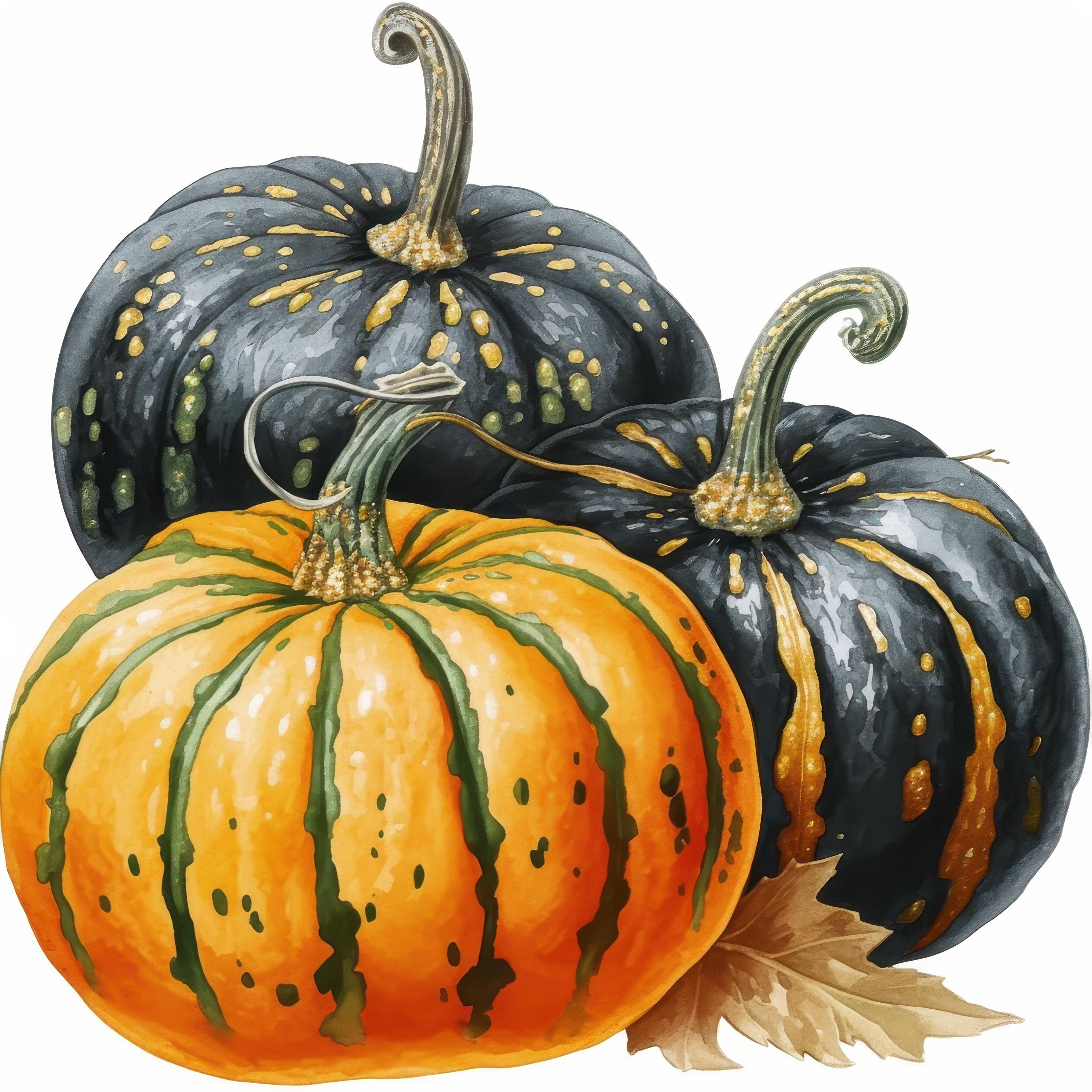 15 Autumn Gourds and Pumpkin Clipart Bundle, Fall Illustrations ...