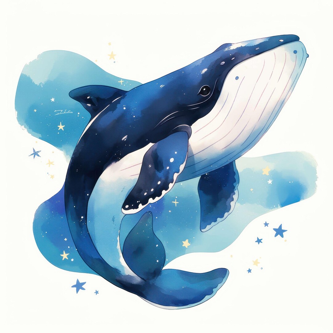 12 Whale in Sea Clipart Bundle, Ocean Whale Illustrations, Printable ...