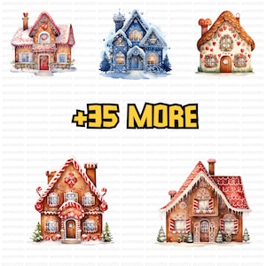 Watercolor Gingerbread Houses Clipart | Christmas Cookie, Winter ...