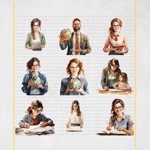 Watercolor Teacher Clipart Bundle, Back to School Clipart Illustrations ...