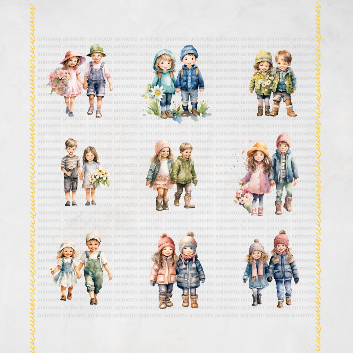 Watercolor Kids Clipart Bundle, Painted Boys and Girls Clipart Set ...