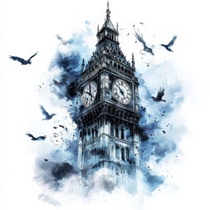 22 Gothic Clock Tower Clipart Bundle, Dark Tower Clipart, Card Making ...