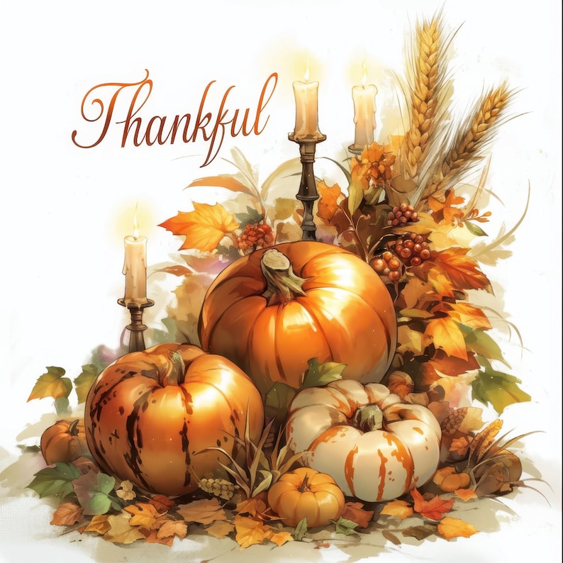 11 Fall Thanksgiving Clipart Bundle, Printable Watercolor Autumn ...
