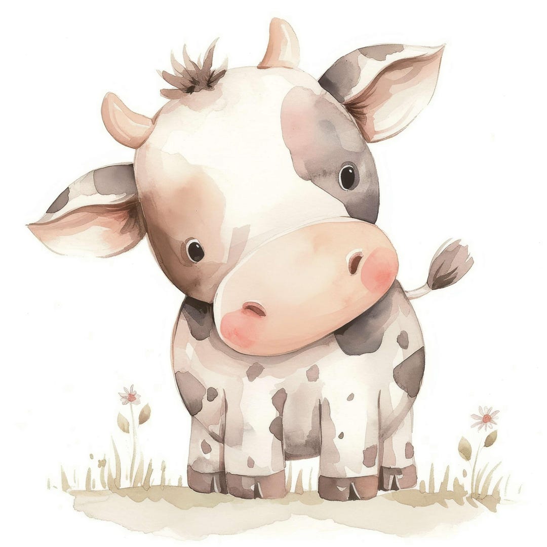 21 Cartoon Cow Clipart Set, Cute Farm Calf Illustrations, Printable ...