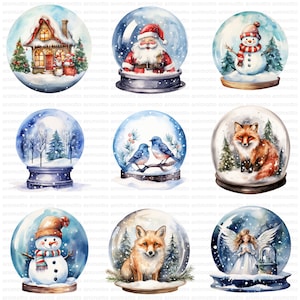 Watercolor Snow Globes Clipart Bundle | Christmas Clipart Set, Winter ...