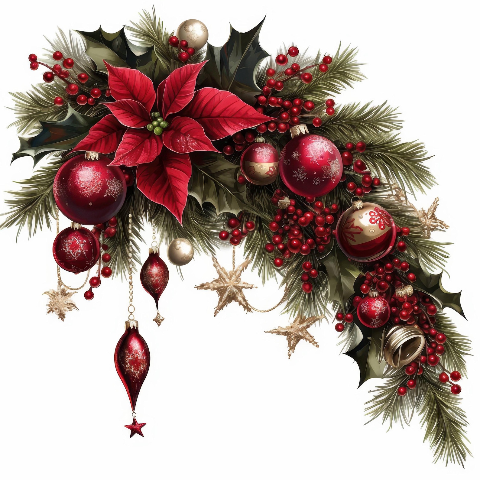 17 kerstranden clipartbundel, afdrukbare aquarel rode kerst clipart ...